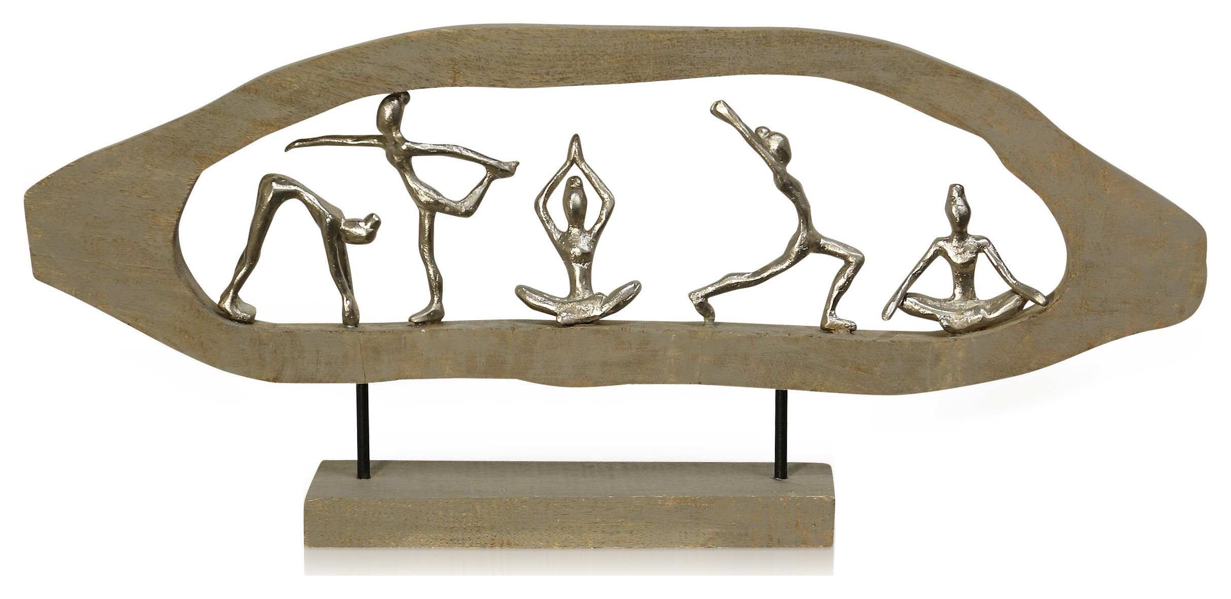 Natural Yogis Carved Wood Table Top Accessory With Pewter Painted Yoga ...