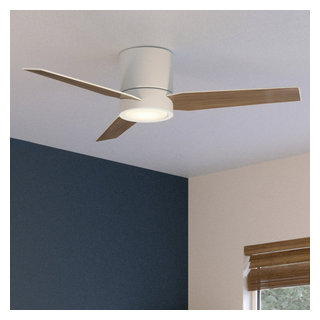 Luxury Mid-Century-Modern Ceiling Fan, Matte White - Transitional ...