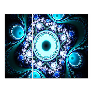 Turquoise Fractal Pattern with Circles, Abstract Canvas Print, 36x28, 3 ...