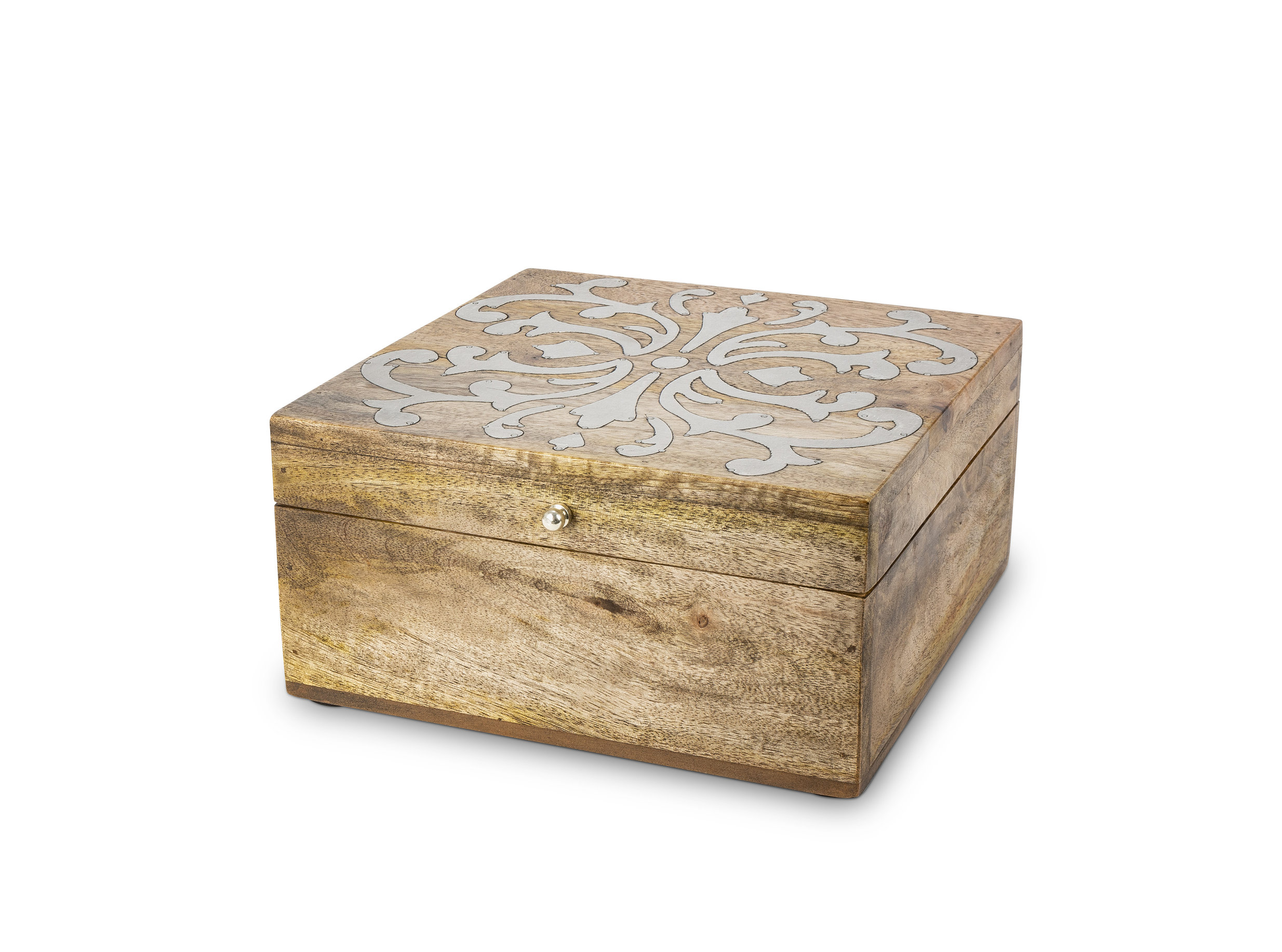 Mango Wood With Metal Inlay Heritage Lidded Box - Traditional ...