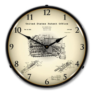 21031212 Earth Moving Bulldozer 1936 Patent Clock - Contemporary - Wall ...
