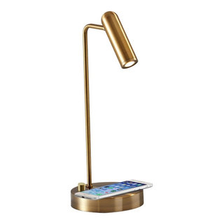 Adesso Home Kaye Metal AdessoCharge LED Desk Lamp in Antique Brass ...