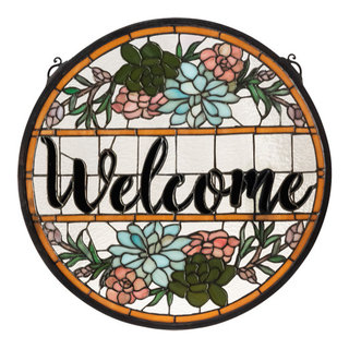 18 Wide X 18 High Welcome Window - Stained Glass Panels - by Meyda ...