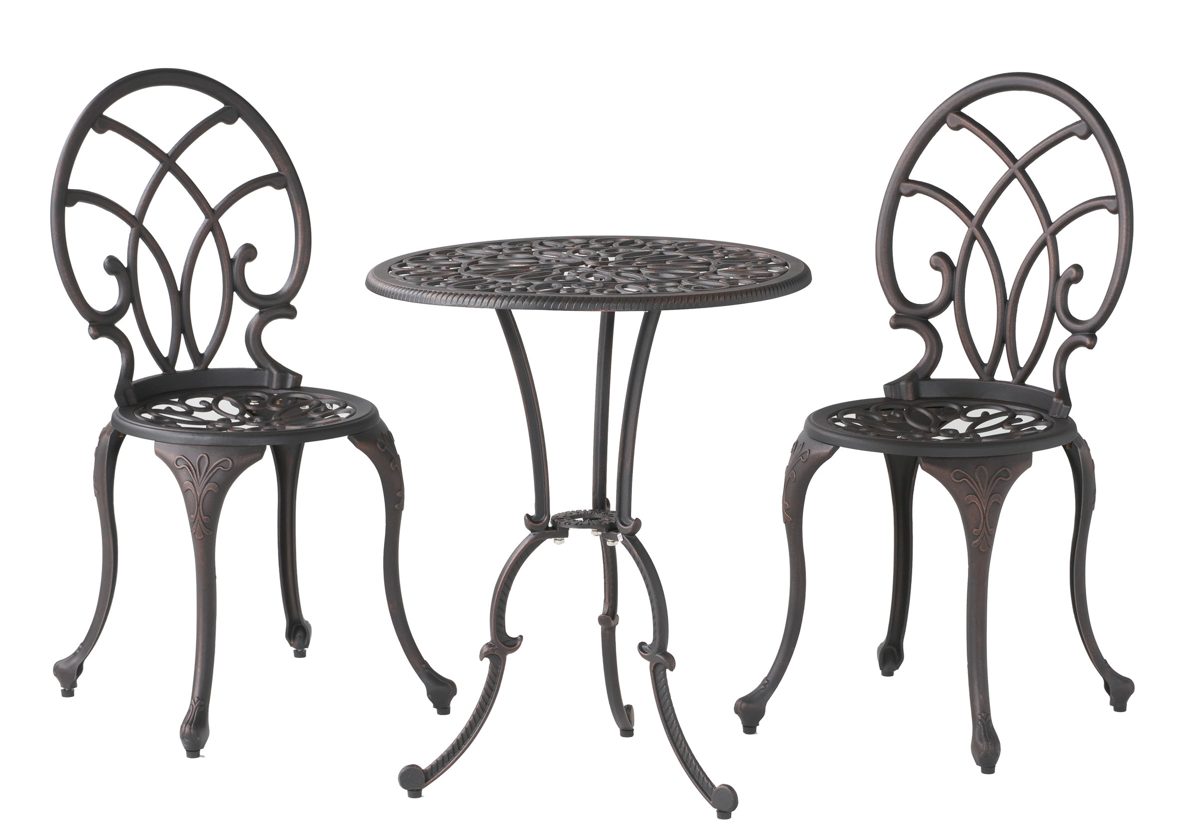 GDF Studio 3-Piece Andover Outdoor Copper Cast Aluminum Bistro Set ...