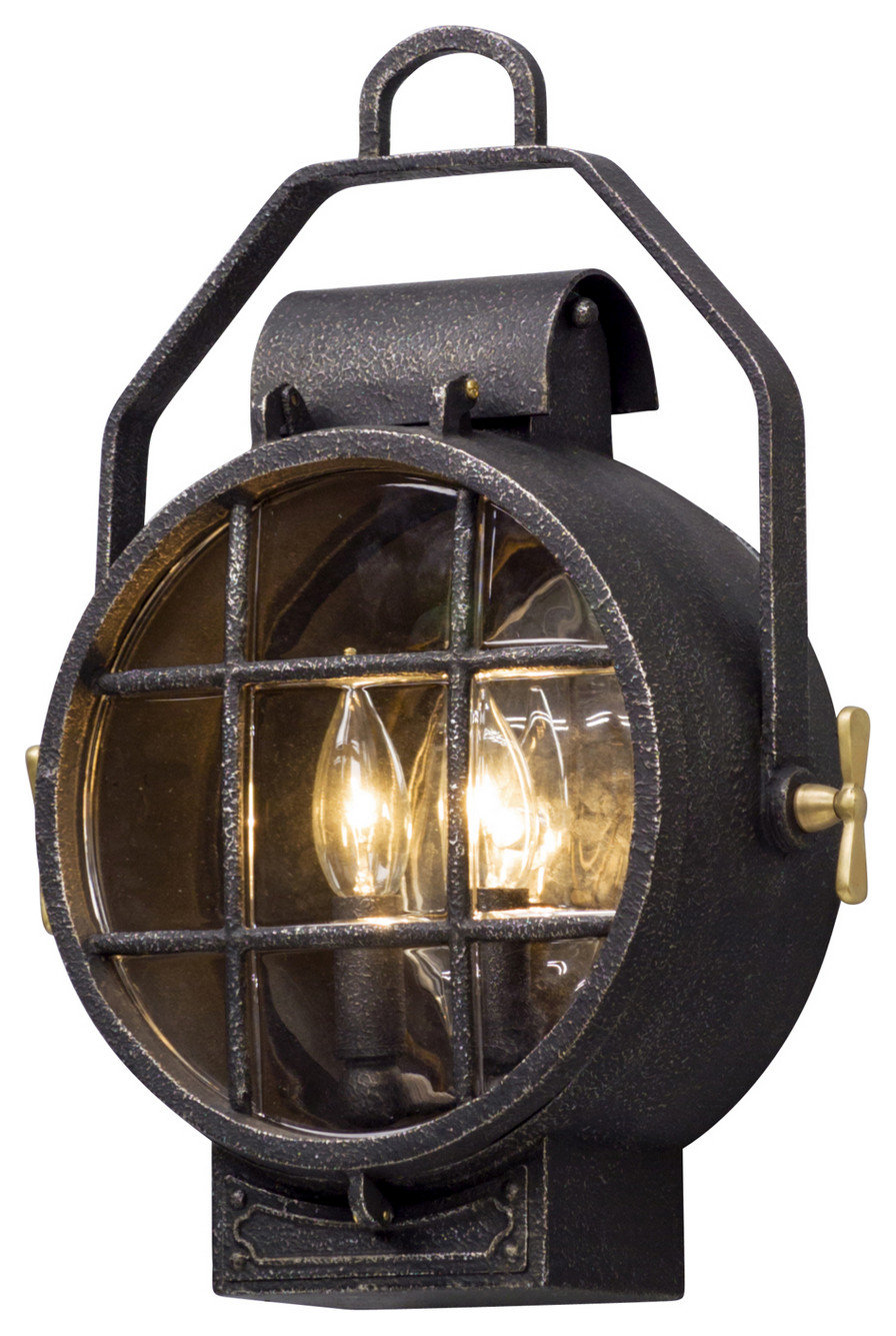 Point Lookout 2-Light Wall Lantern, Aged Silver W Pol Brass - Beach ...