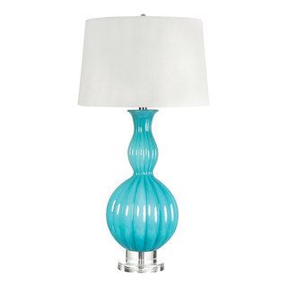 Glass Gourd Table Lamp In Powder Blue - Modern - Table Lamps - by ...