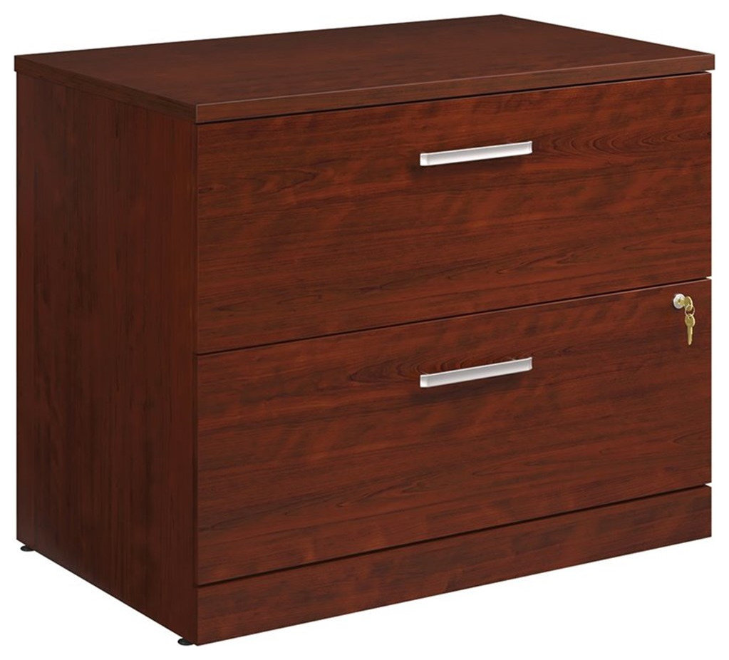 Pemberly Row Engineered Wood Lateral Filing Cabinet in Classic Cherry - Transitional - Filing ...