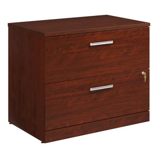 Pemberly Row Engineered Wood Lateral Filing Cabinet in Classic Cherry ...