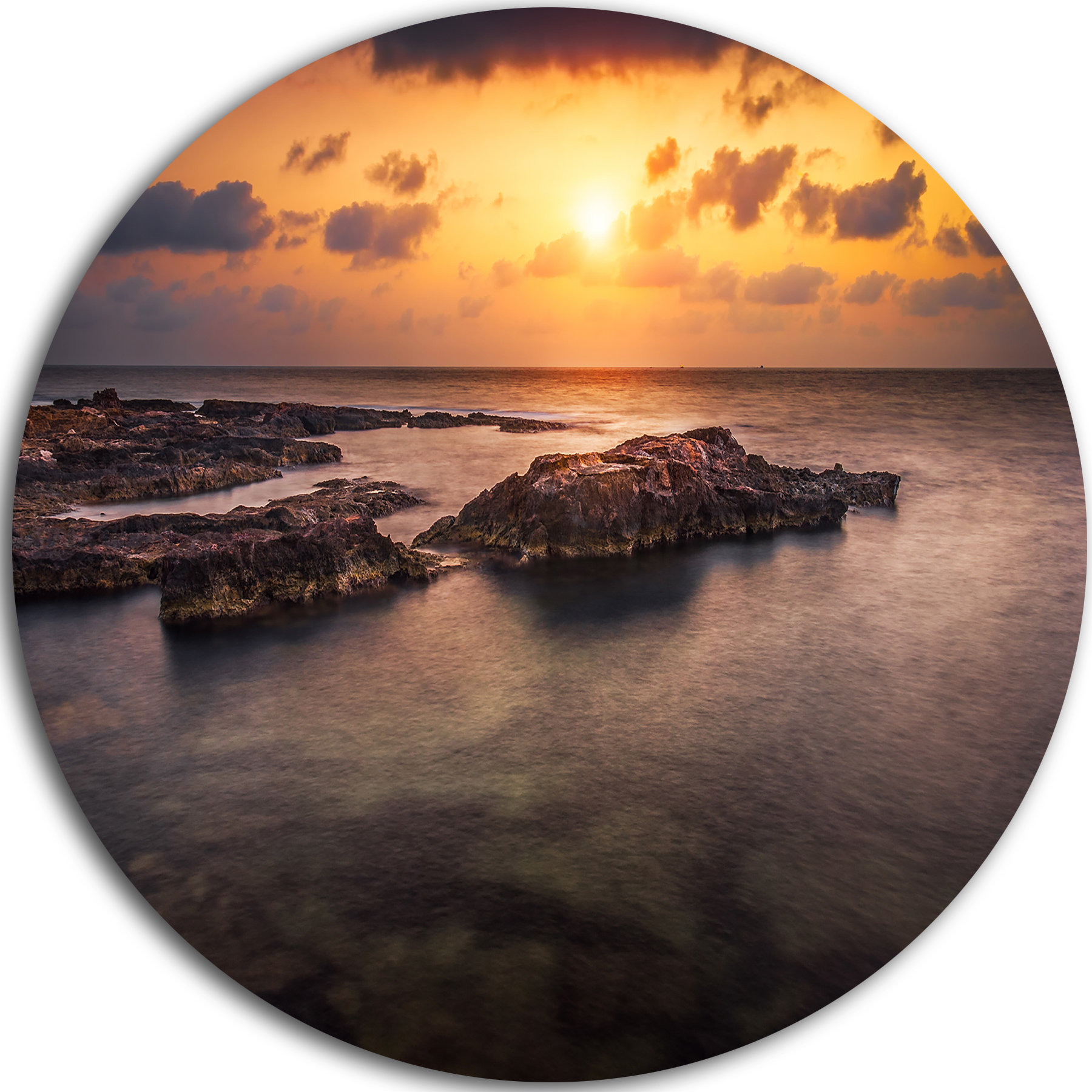 Sunset Over African Seashore, Beach Disc Metal Artwork, Disc of 23 inch ...