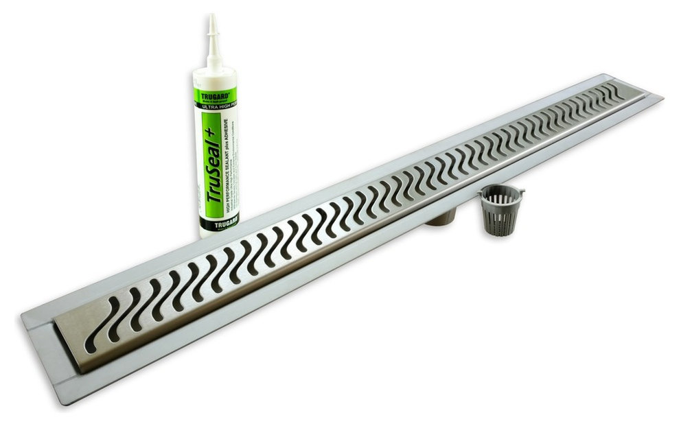 Grate, 26" Rough Opening, "S" Style Linear Drain, 58" - Contemporary ...