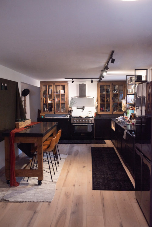 Lighting help for unconventional kitchen with banquette dining!