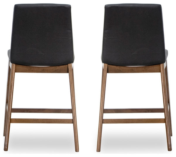 Ashcroft Helena Leather Upholstered Counter Stool in Black (Set of 2 ...