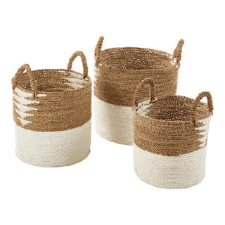 Natural Abaca Nesting Basket, Set of 3, Natural - Tropical - Baskets ...