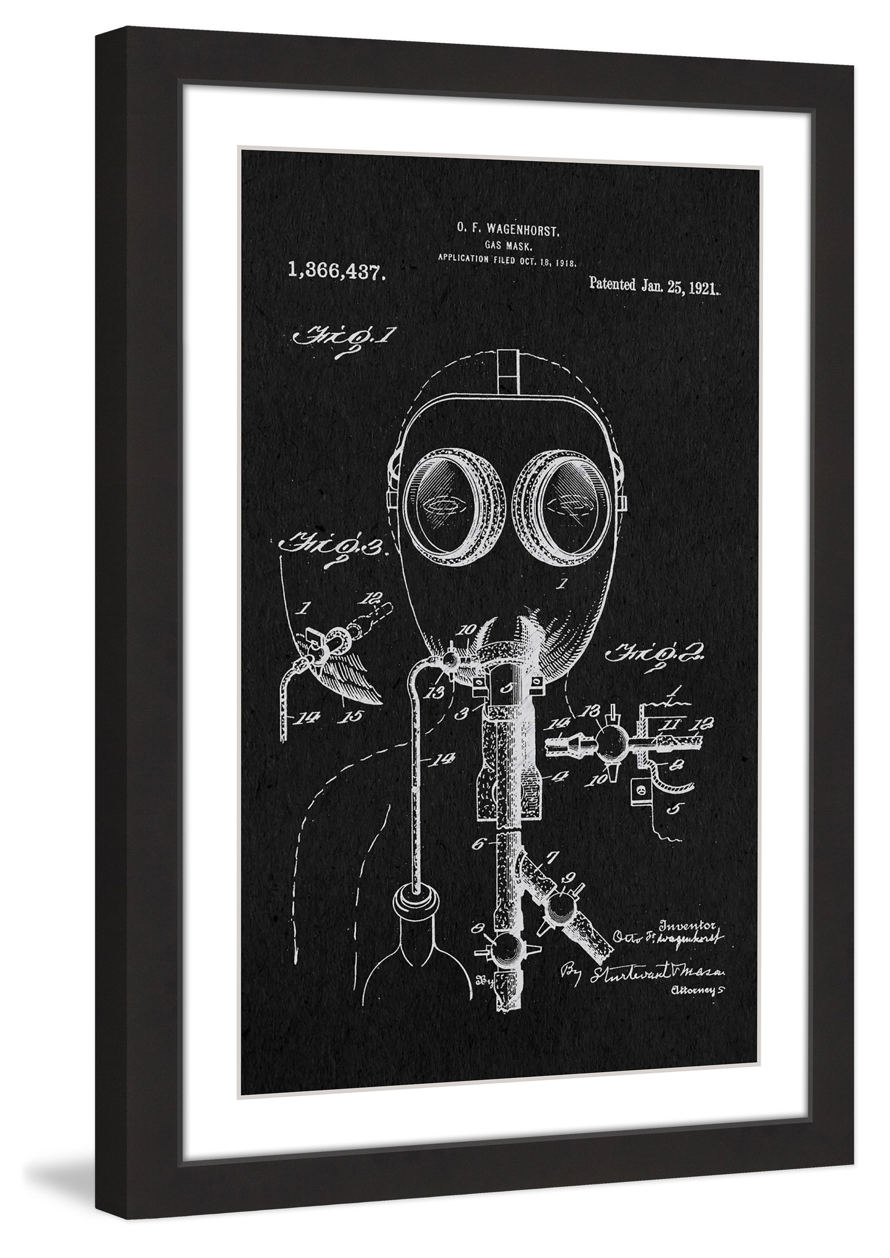 "Gas Mask 1921 Black Paper" Framed Painting Print, 20x30 - Contemporary ...