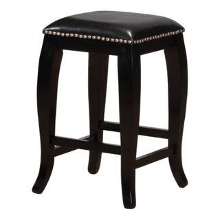 Scottish Black Square Top Stool, Counter Height - Transitional - Bar ...
