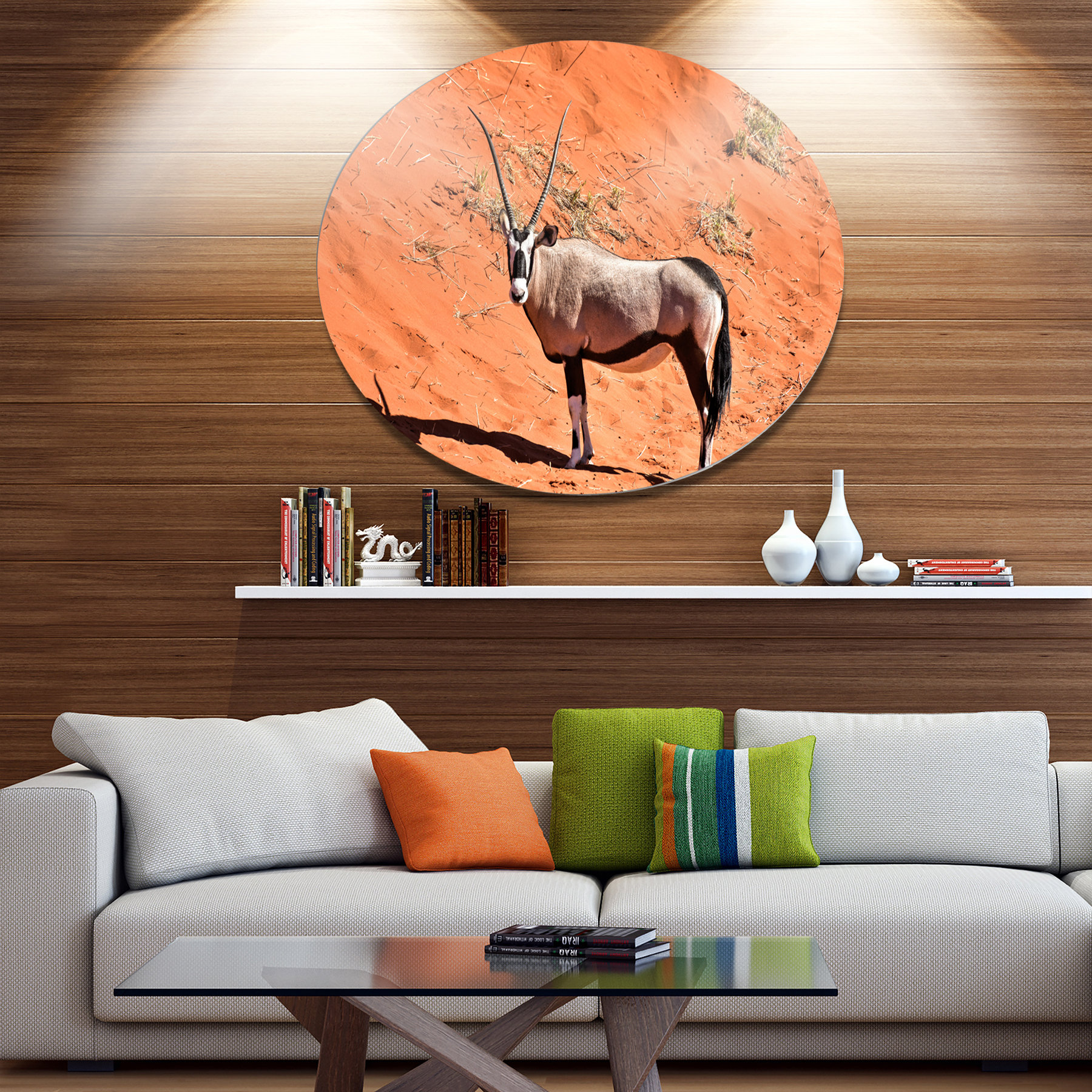 Oryx In Bright Namib Desert, Animal Disc Metal Wall Art Print, Disc of ...