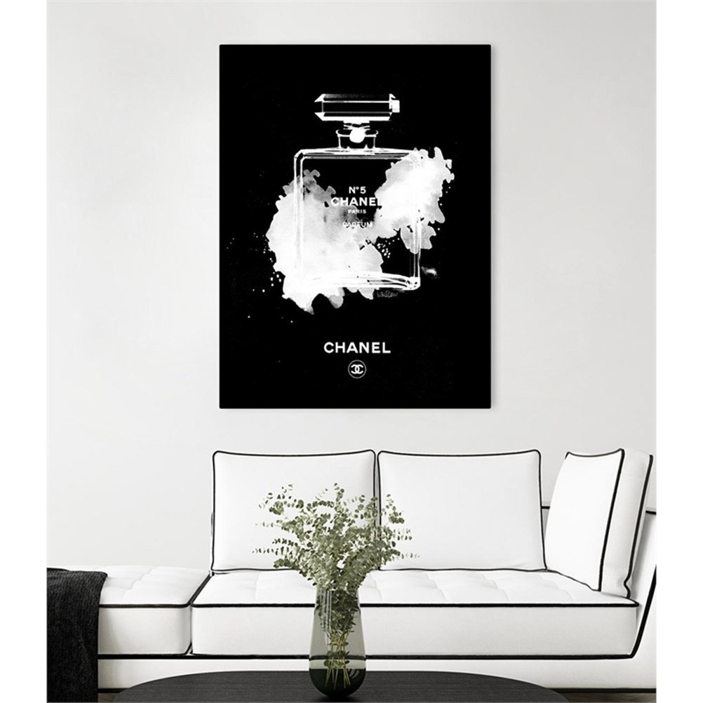 Giant Art Canvas 30x40 Chanel Bottle Invert Framed in Multi-Color ...