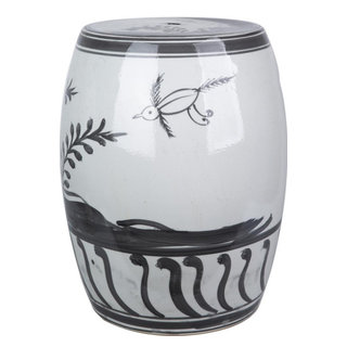 Black Ceramic Bird Garden Stool - Asian - Accent And Garden Stools - by ...