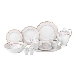 Royalty Porcelain Antique 57-pc Dinnerware Set 'Sandra Pink Gold ...