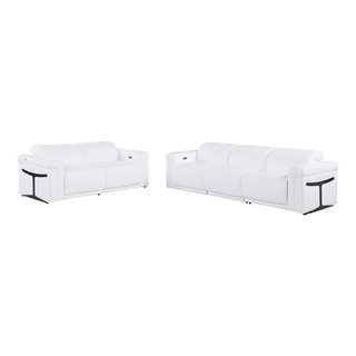 Giovanni Italian Leather Power Sofa and Loveseat Set - Contemporary ...