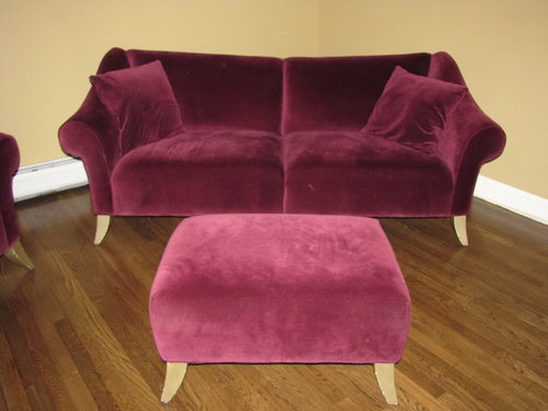 Need help decorating formal living room with raspberry furniture!