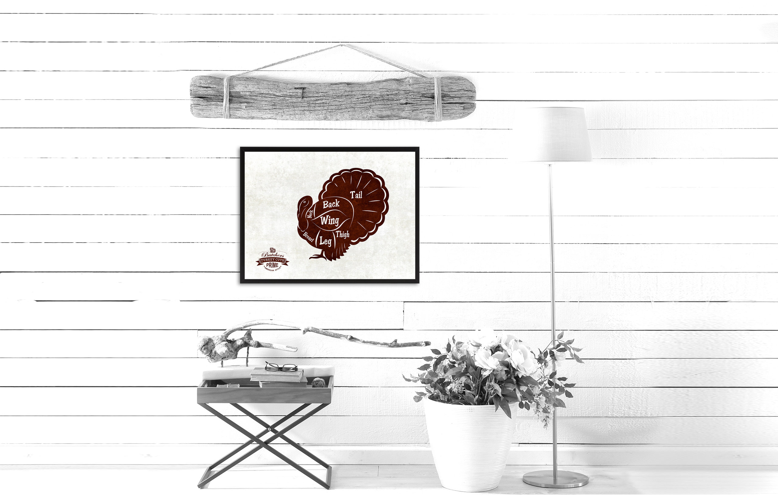 Turkey Meat Cuts Butchers Chart Print on Canvas with Picture Frame, 28 ...