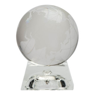Matashi Crystal Paperweight With Etched Globe Ornament With Lighted ...
