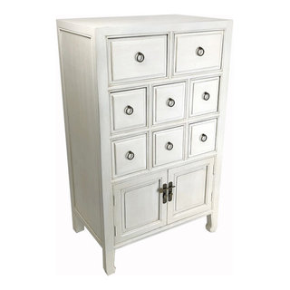 Benzara BM210154 Wooden Chest with 8 Drawers and 2 Door Cabinets, White ...