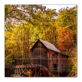 Autumn Ceramic Tile Wall Mural HZ500020, 32" Wide x 32" High - Rustic ...