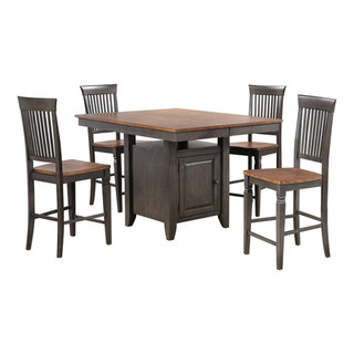 Dakota 5PC Extendable 42-54-in Pub Dining Storage Table Set in Brown ...