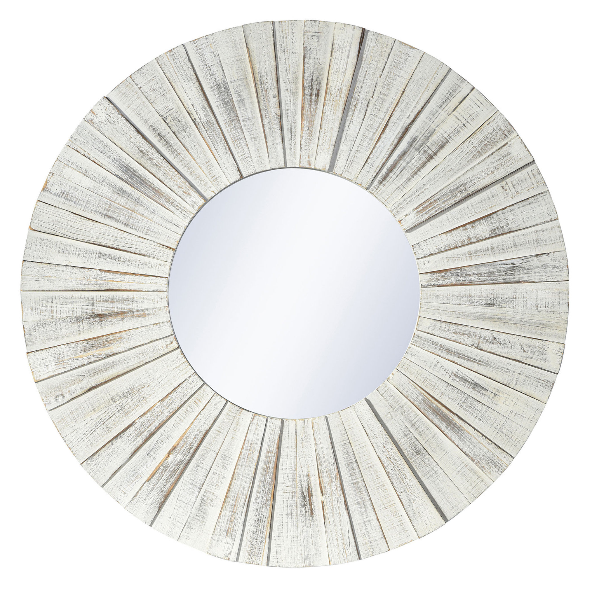 Natural Wood Modern Farmhouse Wood Mirror Distressed White Finish ...