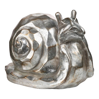 Fiberstone Snail Sculpture with Hammer Design, Distressed Silver ...