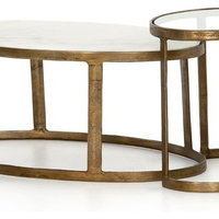 Calder Oval Marble Nesting Coffee Table 38" - Transitional - Coffee ...