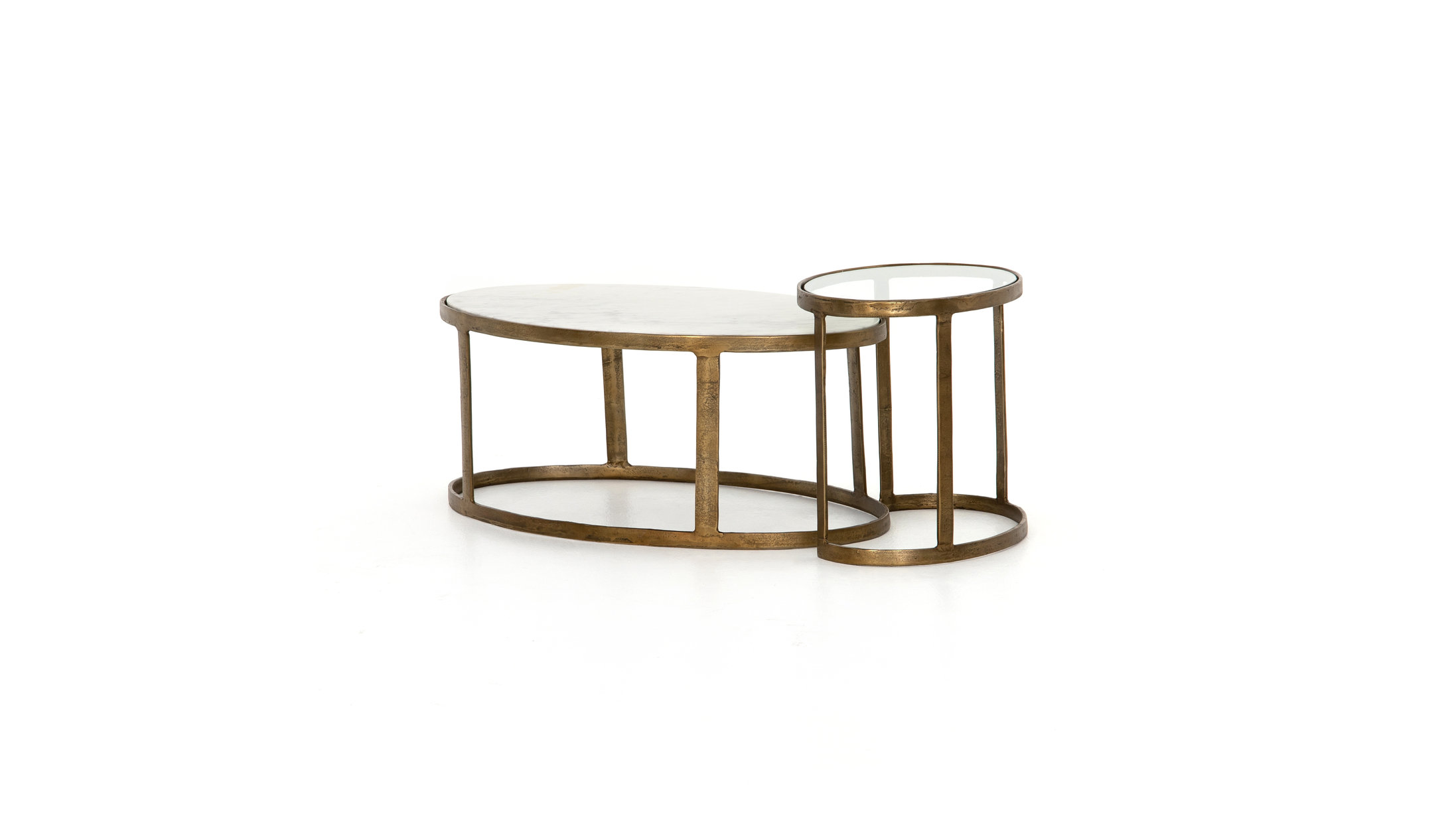 Calder Oval Marble Nesting Coffee Table 38" - Transitional - Coffee ...