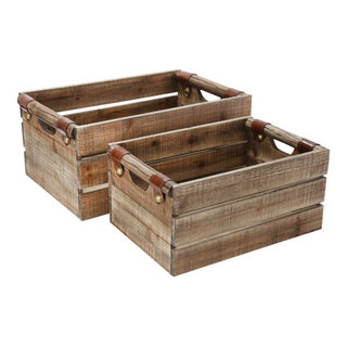 Wood Boxes, Brown - Rustic - Storage Bins And Boxes - by Sagebrook Home ...
