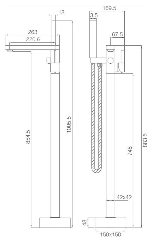Wasser™ Floor Mounted Bathtub Filler Shower Set - Contemporary - Tub ...