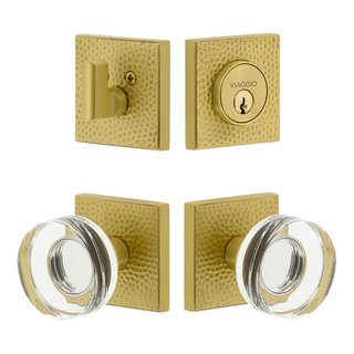 Quadrato Hammered Rosette, Circolo Crystal Knob And Deadbolt, 2.375 ...