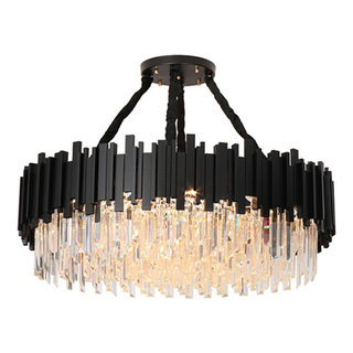 Gio Crystal Chandelier, Black, Diameter 24" - Contemporary - Kitchen ...