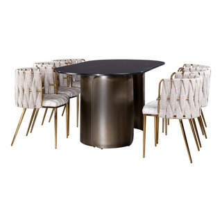 Nolan Marble Top Bronze Dining Set With 6 Chairs - Contemporary - Dining Sets - by Statements by ...