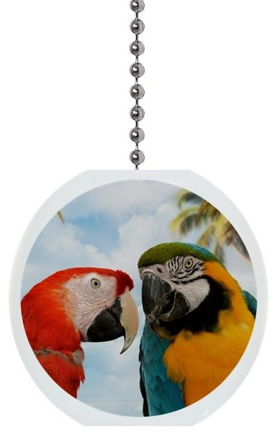 Macaws Couple Ceiling Fan Pull - Tropical - Ceiling Fan Accessories ...