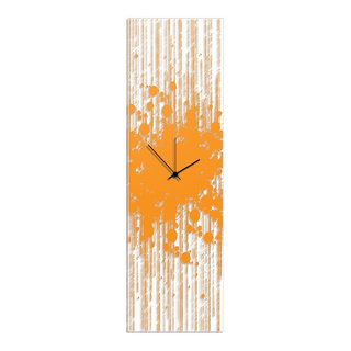 Contemporary Decor 'Orange Paint Splatter Clock' Artistic Orange ...