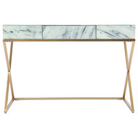 Henley Faux Marble Writing Desk With Storage - Contemporary - Desks And ...