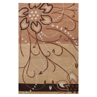 Floral Contemporary Oriental Area Rug Hand-tufted Wool Carpet 8x11, 11 ...