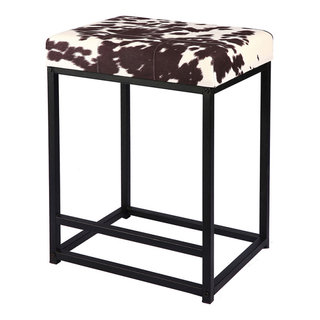 24" Brown Cow Upholstered Barstool, Set of 4 - Southwestern - Bar ...