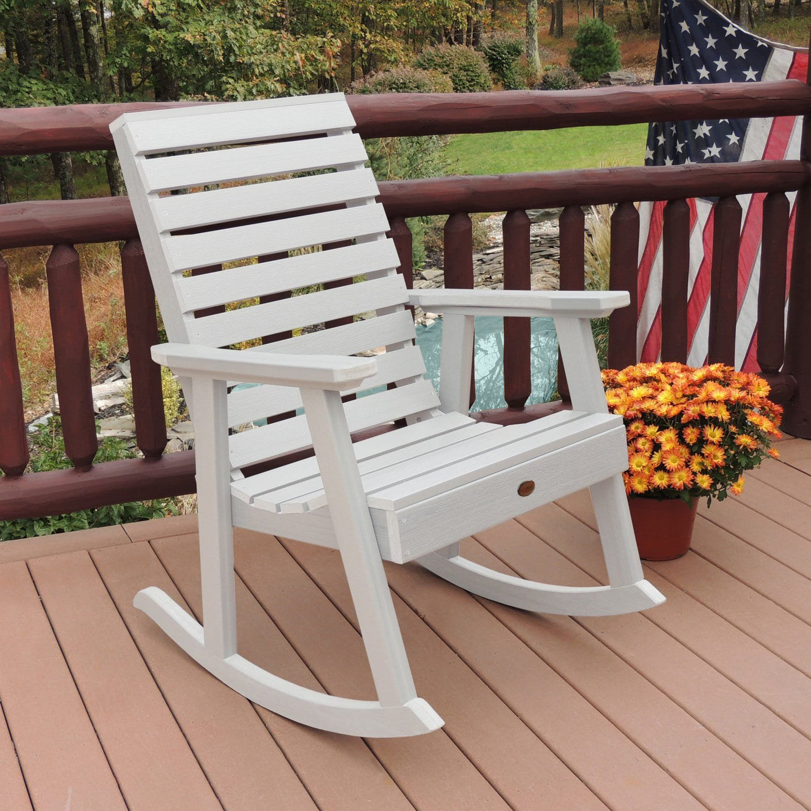 Slatted Recycled Plastic Rocking Chair, Indoor/Outdoor Comfort - Beach ...