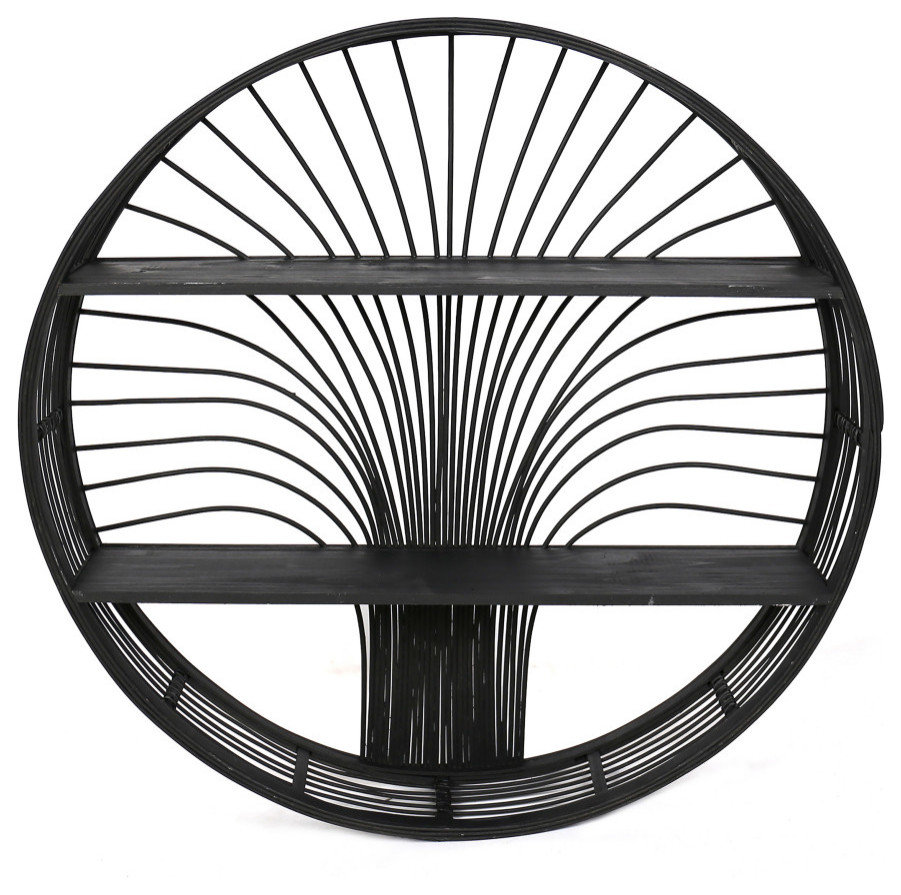 Wood 28x6 Wall Shelf, Black - Tropical - Display And Wall Shelves - by ...