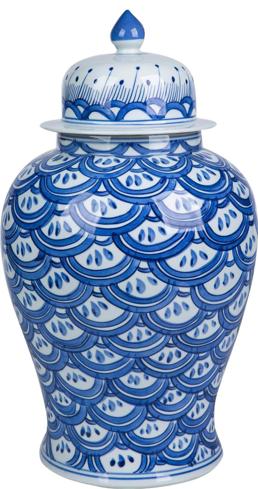 Handcrafted Blue Wave Ceramic Temple Jar, Large - Asian - Decorative ...