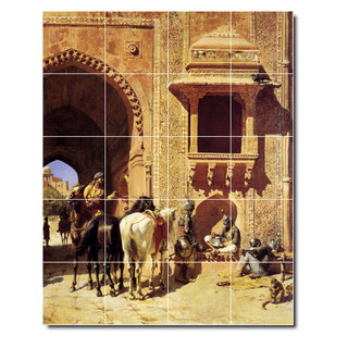 Edwin Weeks Village Painting Ceramic Tile Mural #34, 17" Wide x 21.25 ...