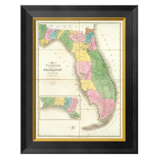 "Map of Florida, 1839" Framed Canvas Giclee by David H. Burr, 16x20 ...