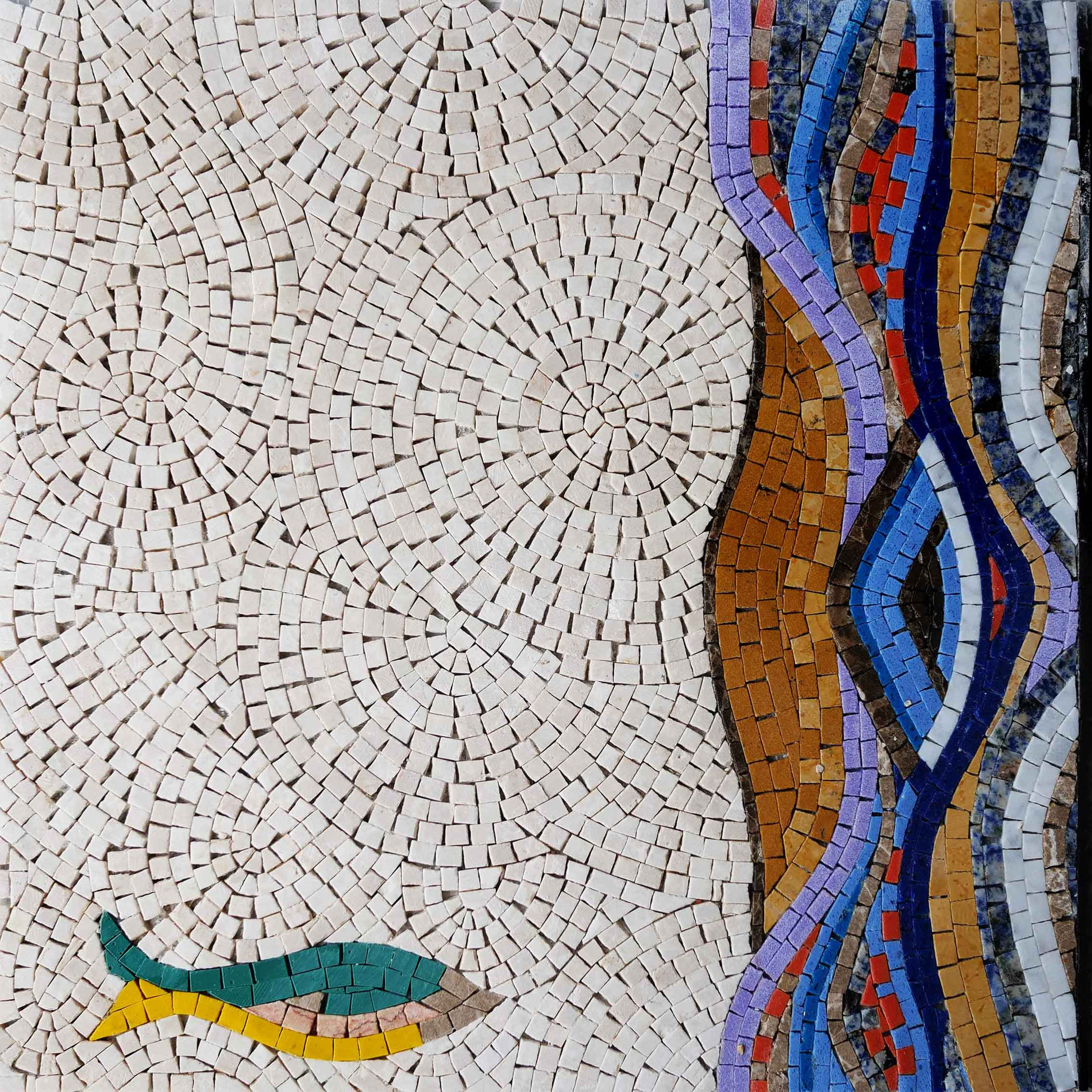 Fish in the Sea - Mosaic Art, 36" x 36" - Beach Style - Tile Murals ...